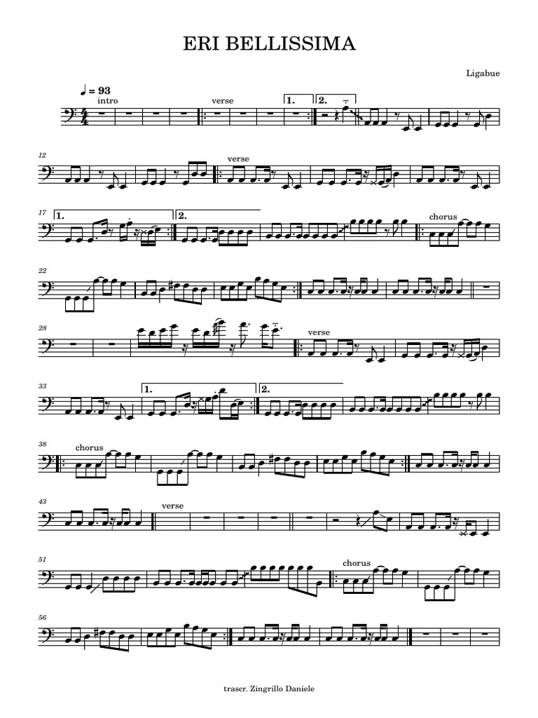 ERI BELLISSIMA-Ligabue | PDF | Song Structure | Musical Forms