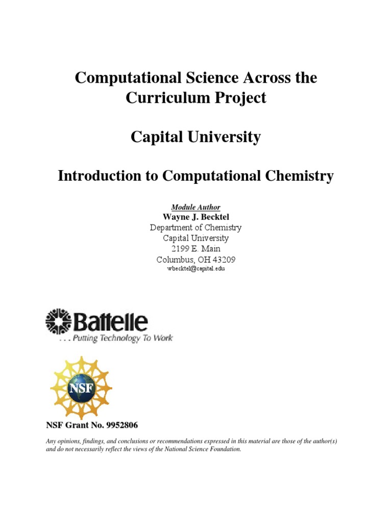 Introduction To Computational Chemistry | PDF | Computational Chemistry ...