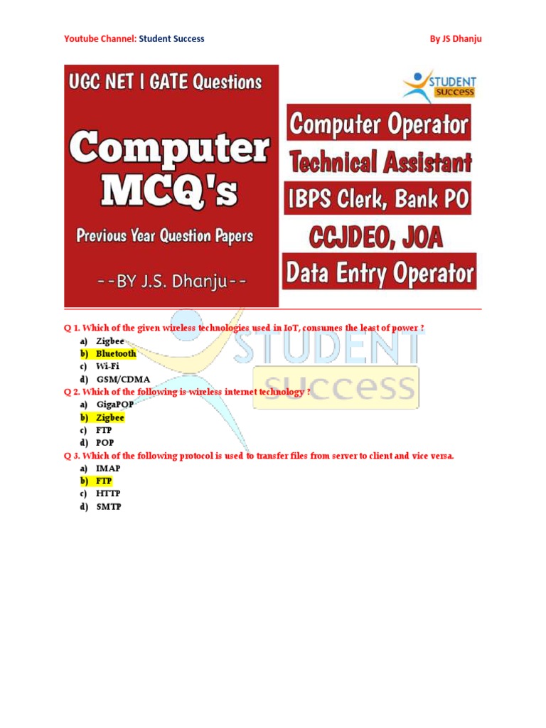 107. computer operator mcqs with answers | PDF | Osi Model | Operating ...