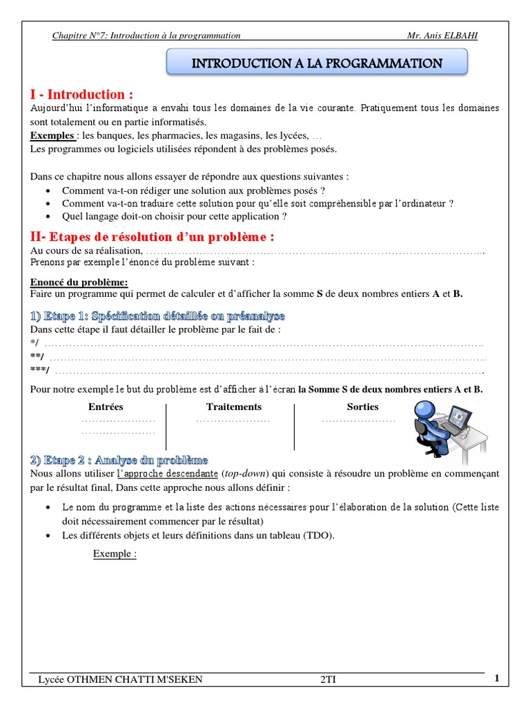 CH7 - Introduction À La Programation | PDF | Programmation informatique | Programmation