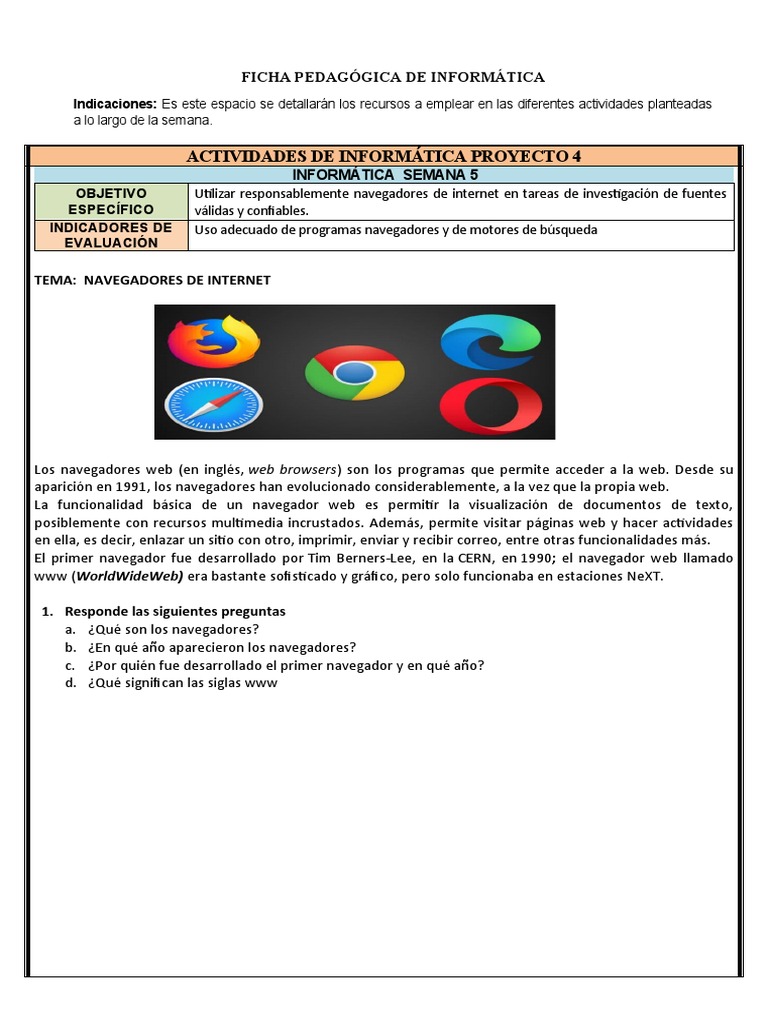Ficha de Informática Proyecto 4 | PDF | Red mundial | Internet y web