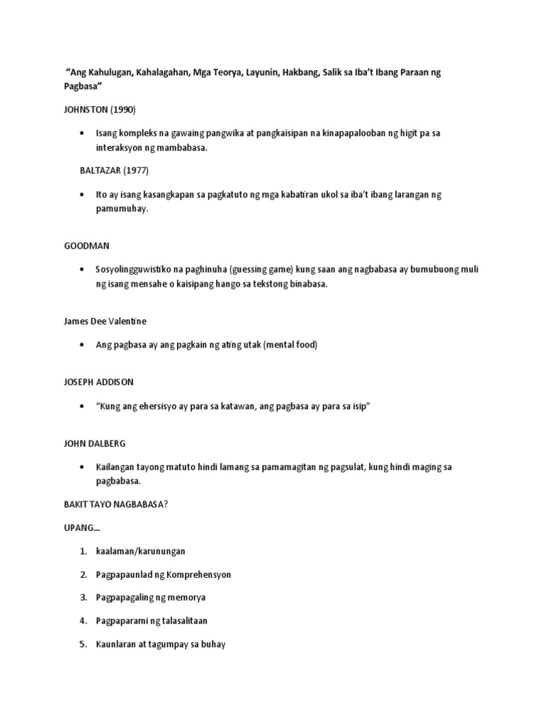 Lesson in Pagbasa | PDF