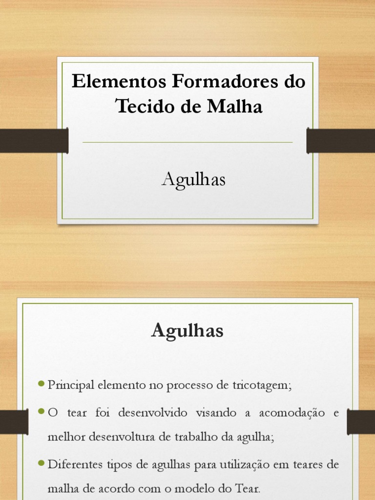 Elementos Formadores Do Tecido de Malha | PDF | Agulha de costura | Tricô