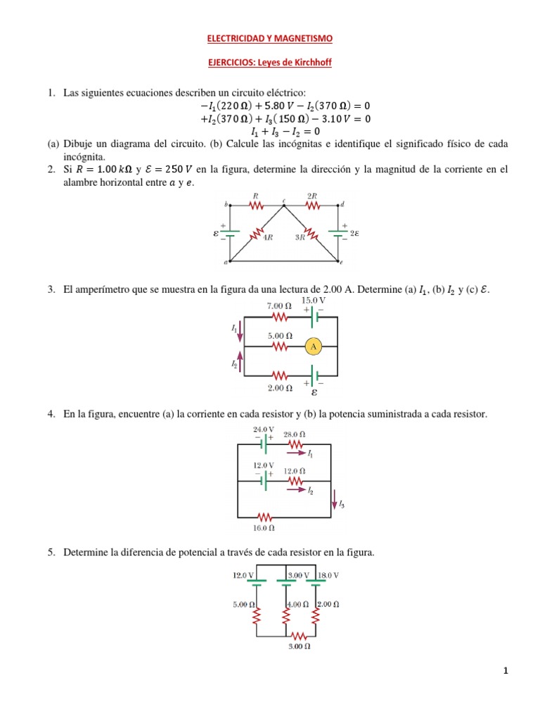 Ejercicios Kirchhoff | PDF