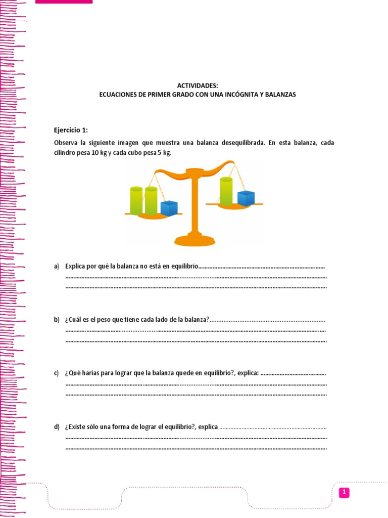 Ecuaciones Mediante Balanzas | PDF | Ecuaciones | Matemáticas