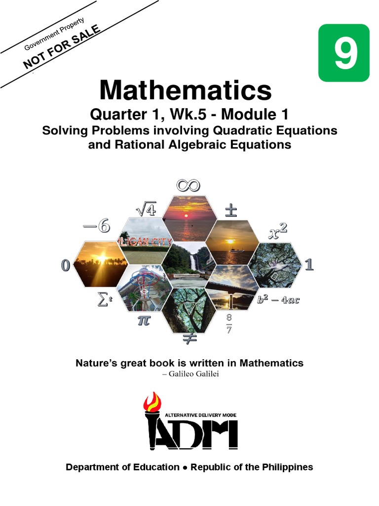 Q1w5-Math 9 Module 1 - Solving Problems Involving Quadratic Equations | PDF | Quadratic Equation ...