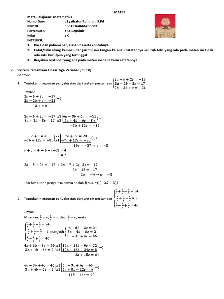 Pertemuan 10 Sistem Persamaan Linear 3 | PDF