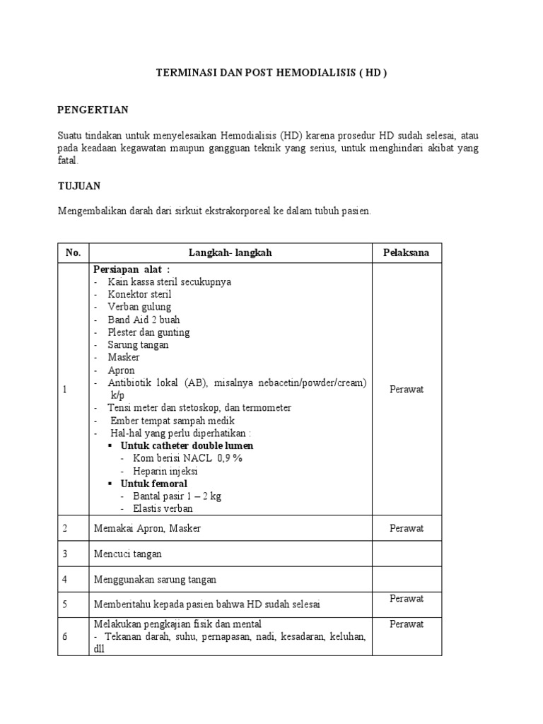 Terminasi Dan Post Hemodialisis | PDF | Kesehatan Holistik
