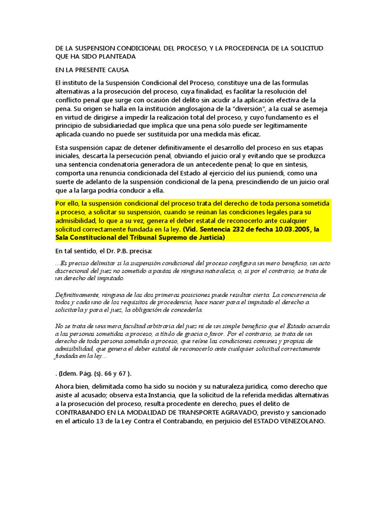 De La Suspension Condicional Del Proceso TSJ Region 354 Copp | PDF ... De La Suspension Condicional Del Proceso TSJ Region 354 Copp | PDF ...