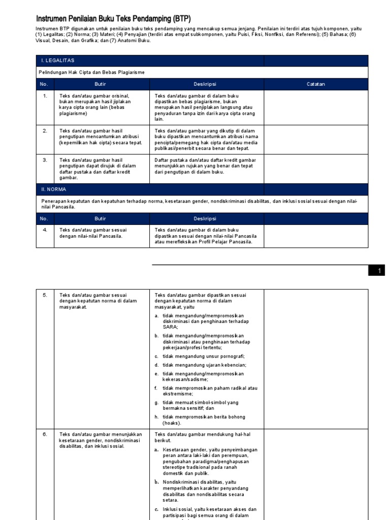 Instrumen Umum Buku Teks Pendamping-2022 | PDF