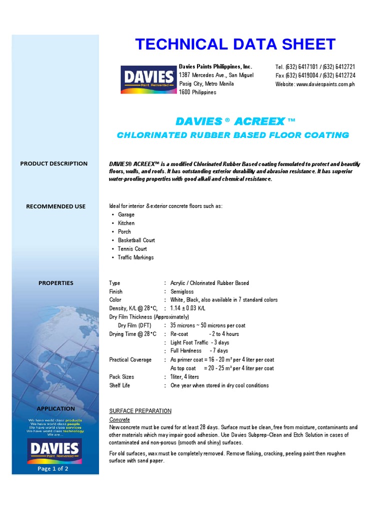 Tds Davies Acreex | PDF | Paint | Materials