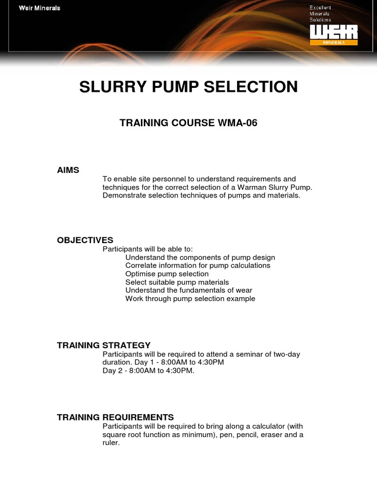 Selecting the Right Slurry Pump: A Training Course on Slurry Pump ...
