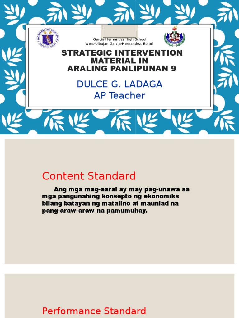 Strategic Intervention Material in Araling Panlipunan 9 | PDF