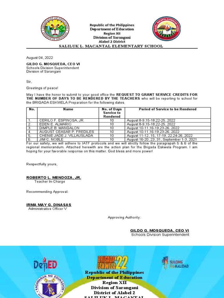 Letter Request For Service Credits | PDF