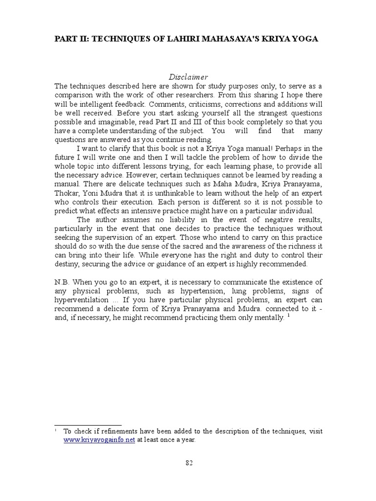 Understanding the Techniques of Lahiri Mahasaya's Kriya Yoga: A Guide to the First Level and ...