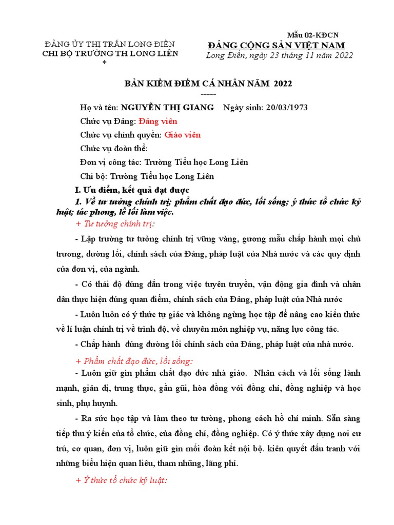 Đảng Mẫu 02- KDCN 2022 | PDF