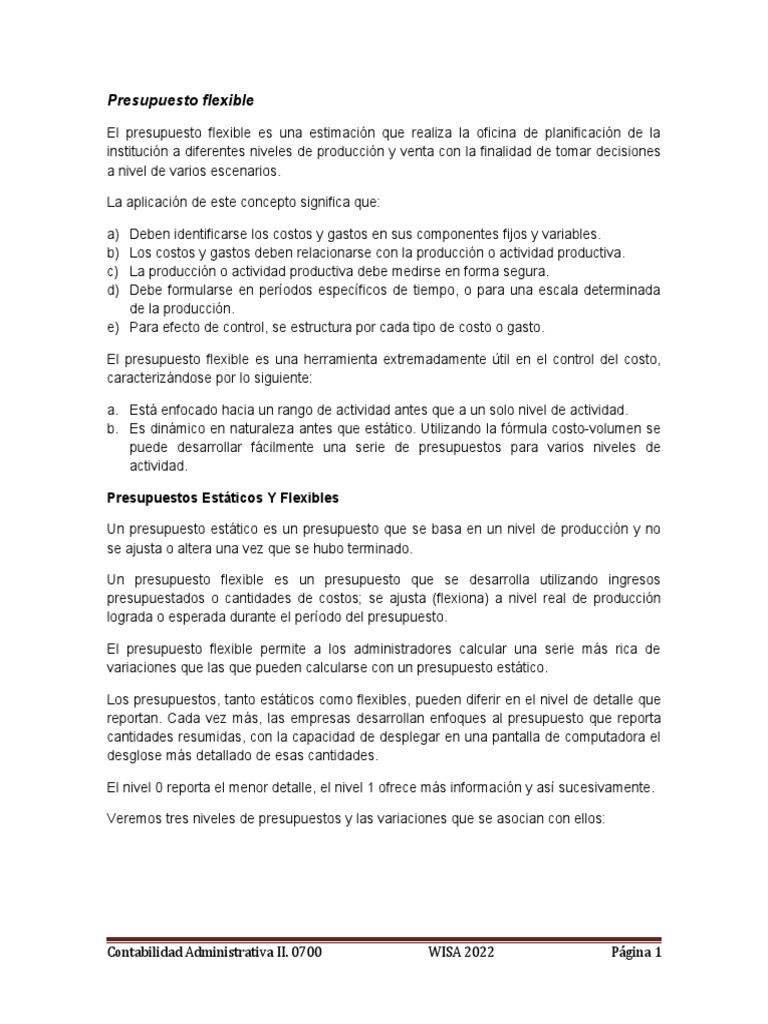 Tema N. 2 Presupuesto Flexible | PDF