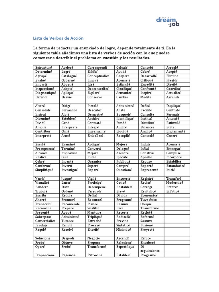 Lista de Verbos de Acción para Logros | PDF