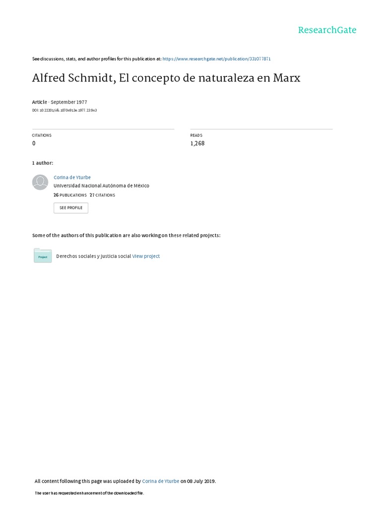 Alfred Schmidt El Concepto de Naturaleza en Marx | PDF | Dialéctico | Karl Marx