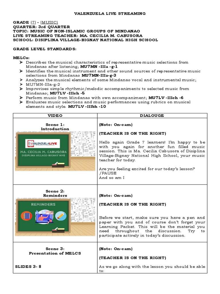 Grade 7 Mindanao Music Session | PDF
