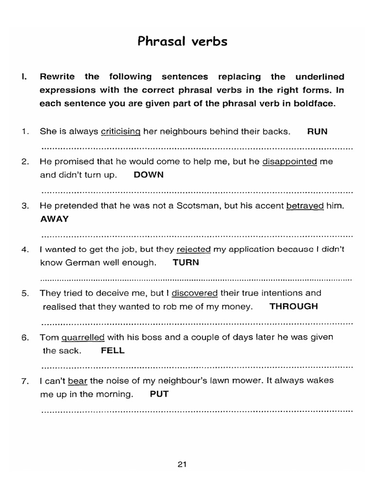 CAE - Some Phrasal Verbs Practice | PDF