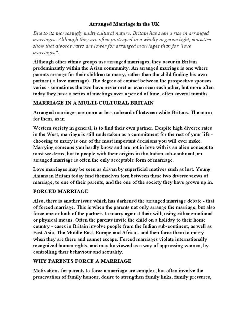 Arranged Marriage in Multicultural UK | PDF | Marriage | Family