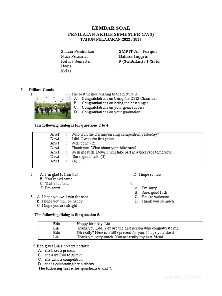 Soal Pas Ganjil Kls Ix | PDF