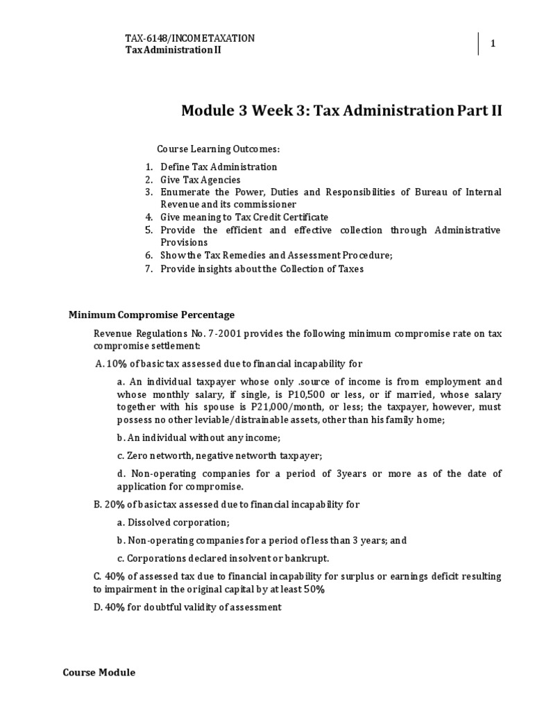 W3 Module 3 - Tax Administration Part II | PDF | Taxes | Taxpayer