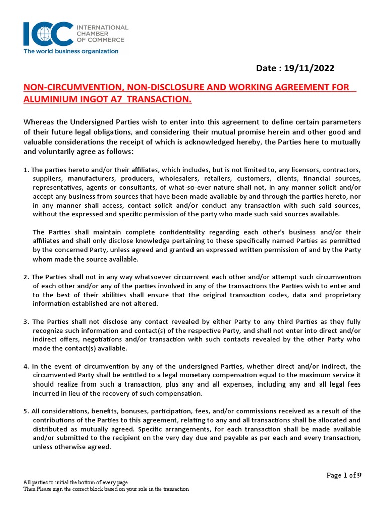 NCNDA - aluminiumIngotA7 Annex | PDF | Arbitration | Justice