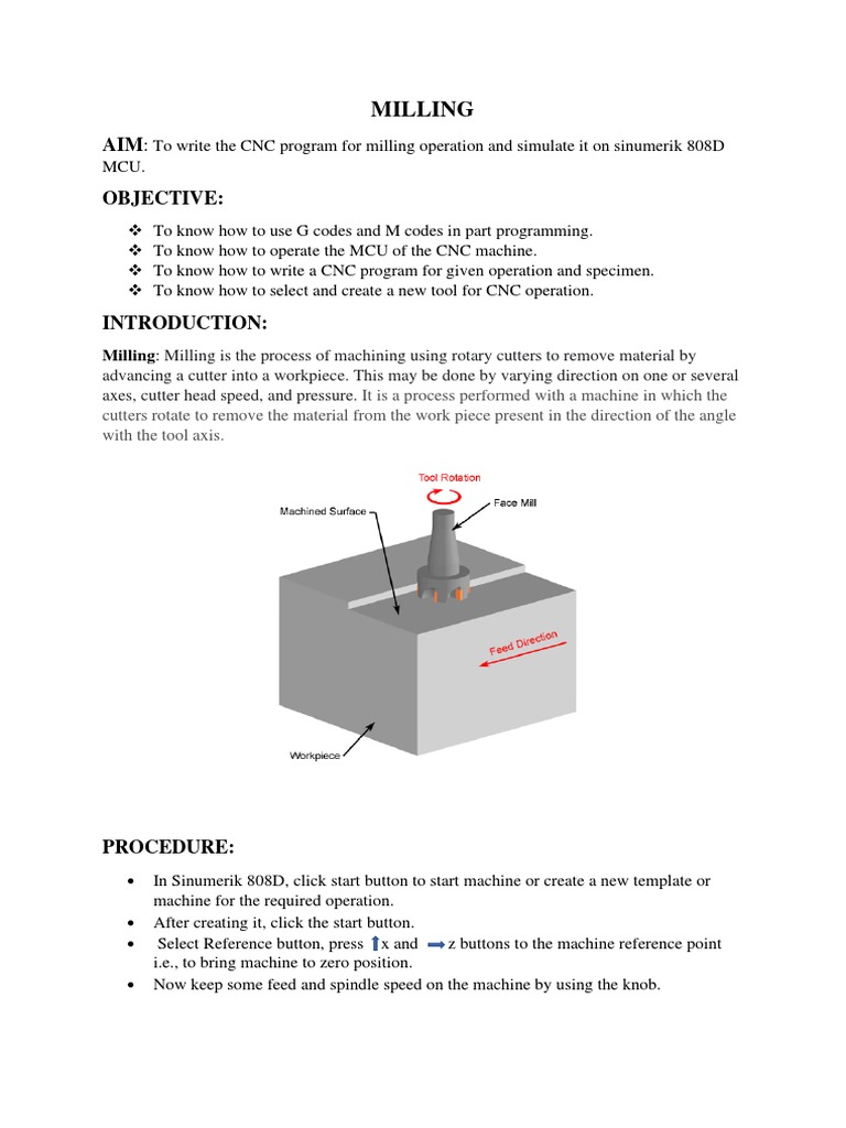 Programming and Simulating a CNC Milling Operation on a Sinumerik 808D ...