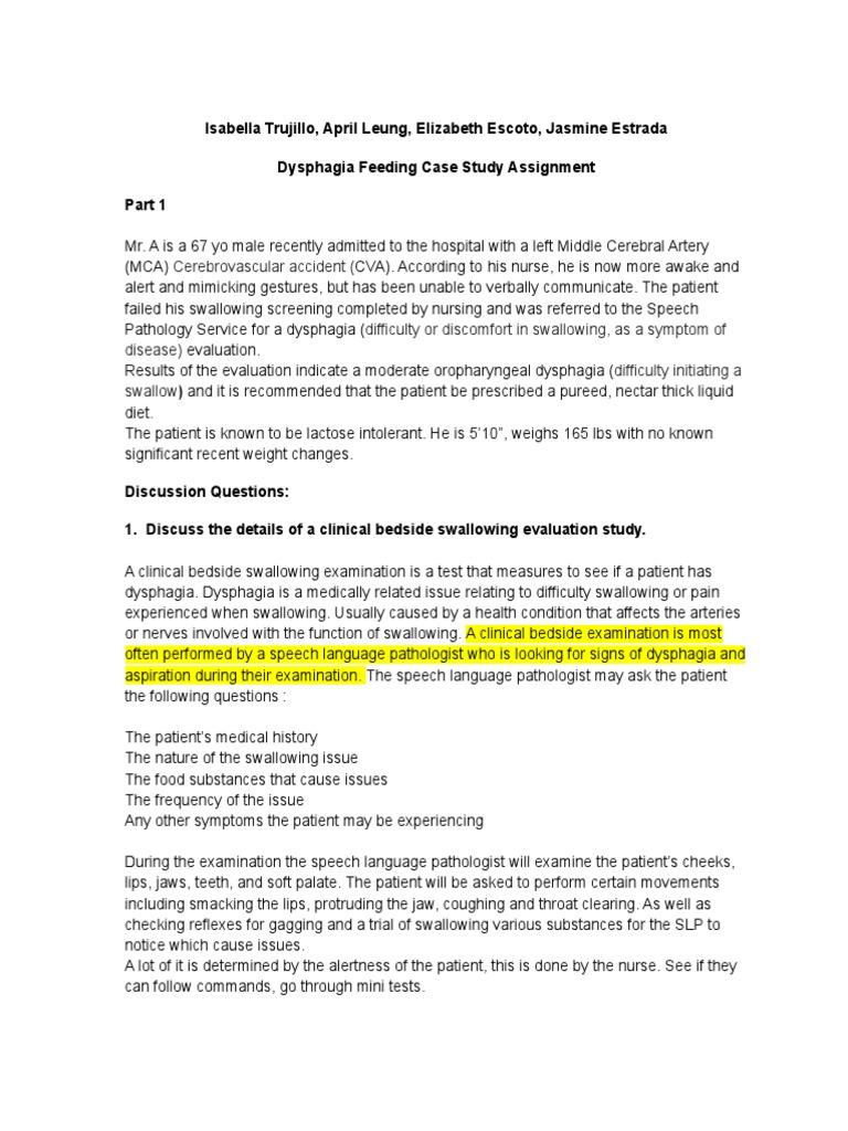 Dysphagia Feeding Case Study Assignment Ipe | PDF | Health Care | Foods