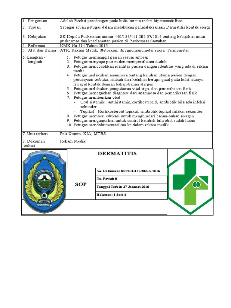 SOP DERMATITIS Fix | PDF