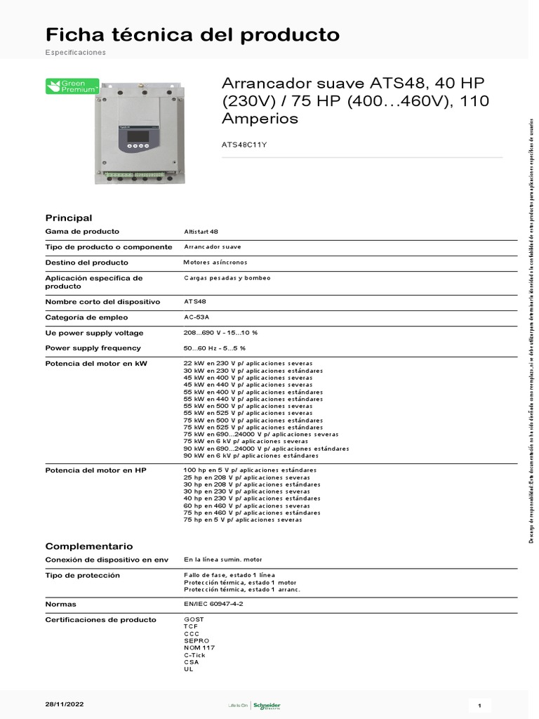 Altistart 48 - ATS48C11Y - BYPASS | PDF | Cantidades fisicas ...
