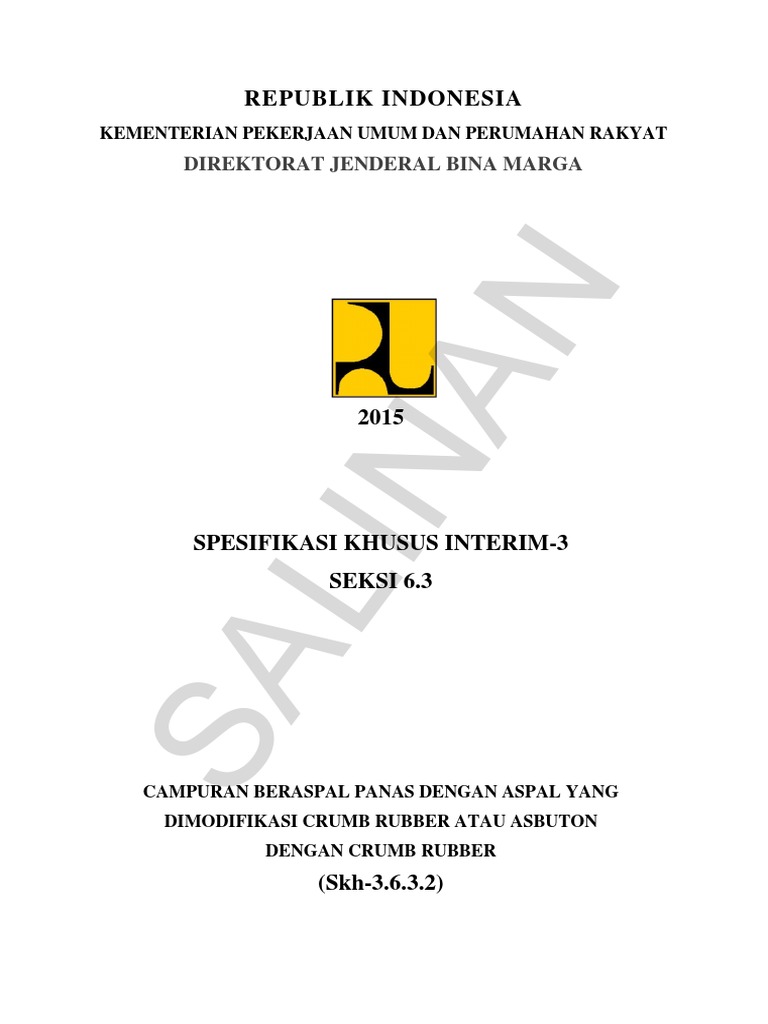 Spesifikasi Khusus Interim 3 Seksi 63 Campuran Beraspal Panas Dengan Aspal Yang Dimodifikasi ...