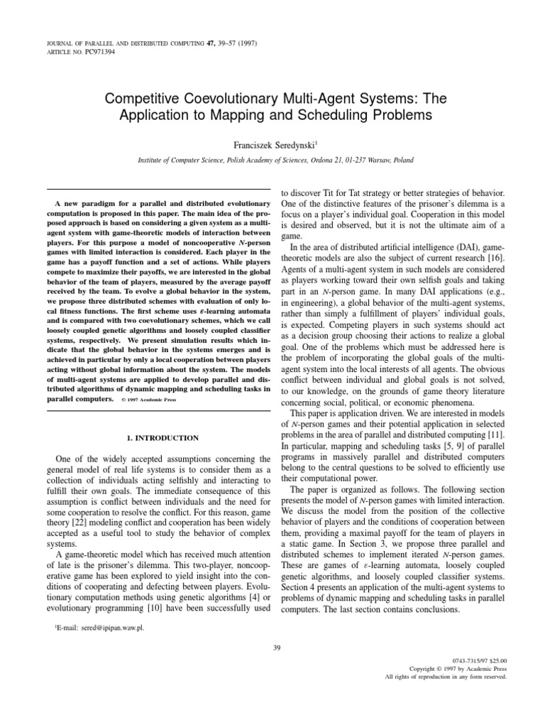 Sere Den Ski - Competitive Coevolution | PDF | Parallel Computing | Game Theory