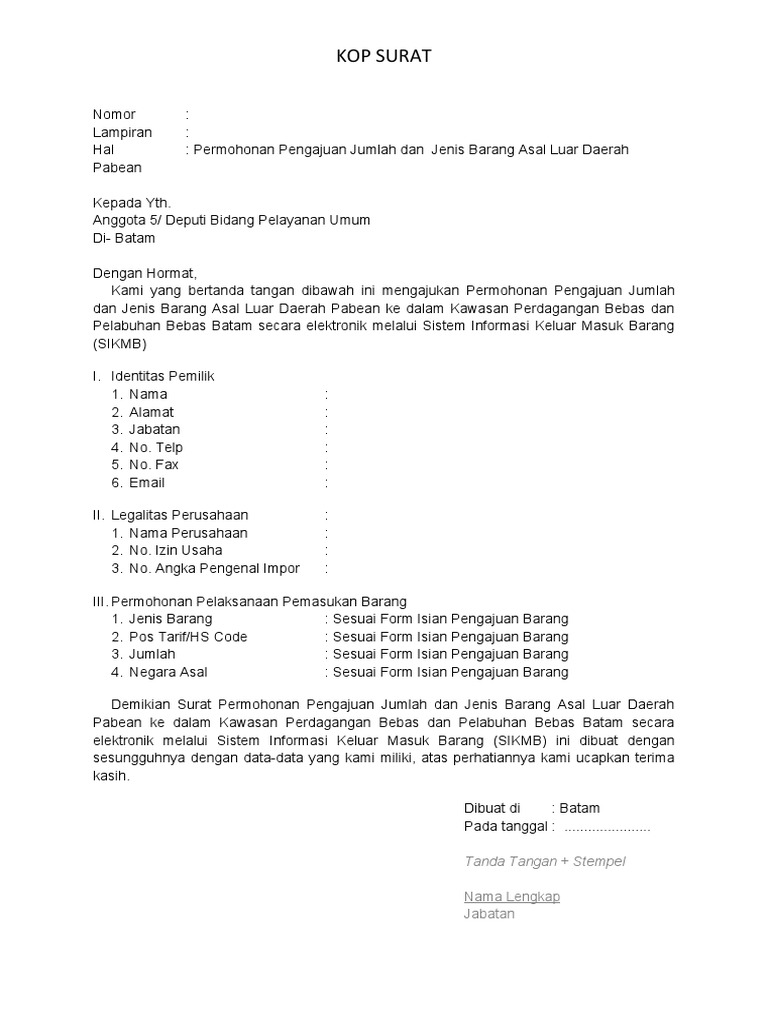 Surat Permohonan - 1 | PDF