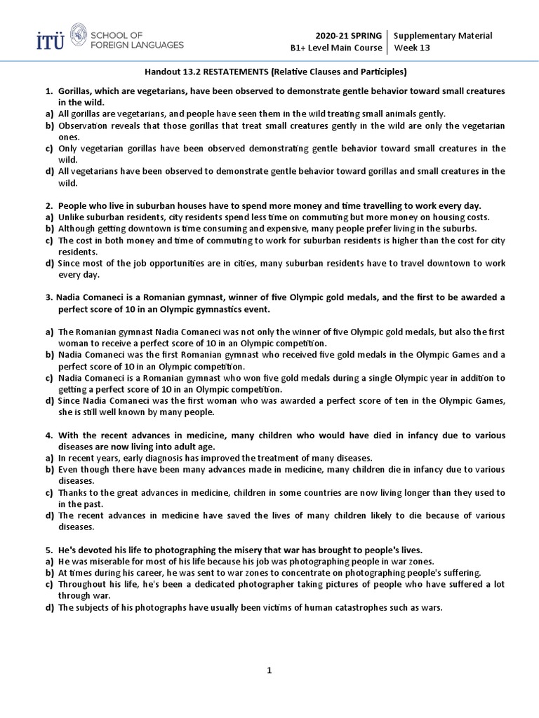 Handout 13.2 - Restatements | PDF | Outback | Australia