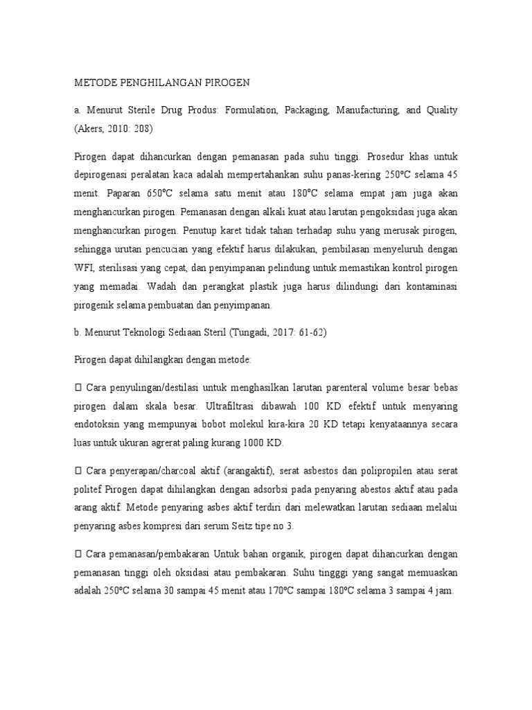 Metode Penghilangan Pirogen | PDF