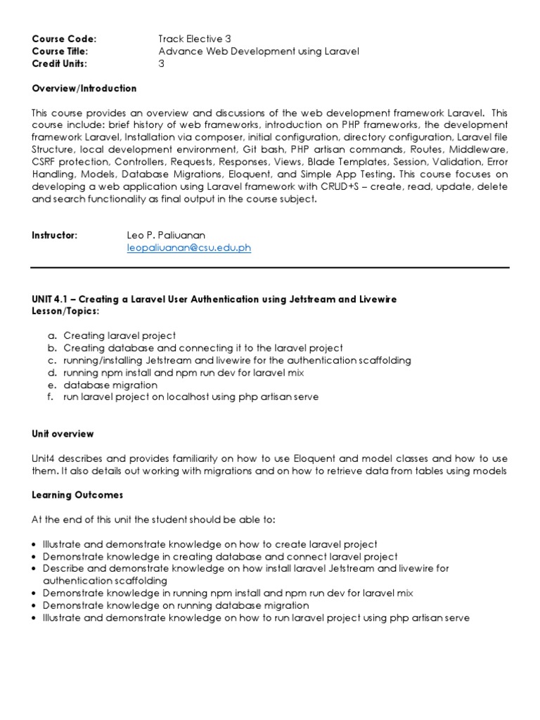 Unit 41 Creating A Laravel User Authentication Using Jetstream And Livewire Pdf Computing