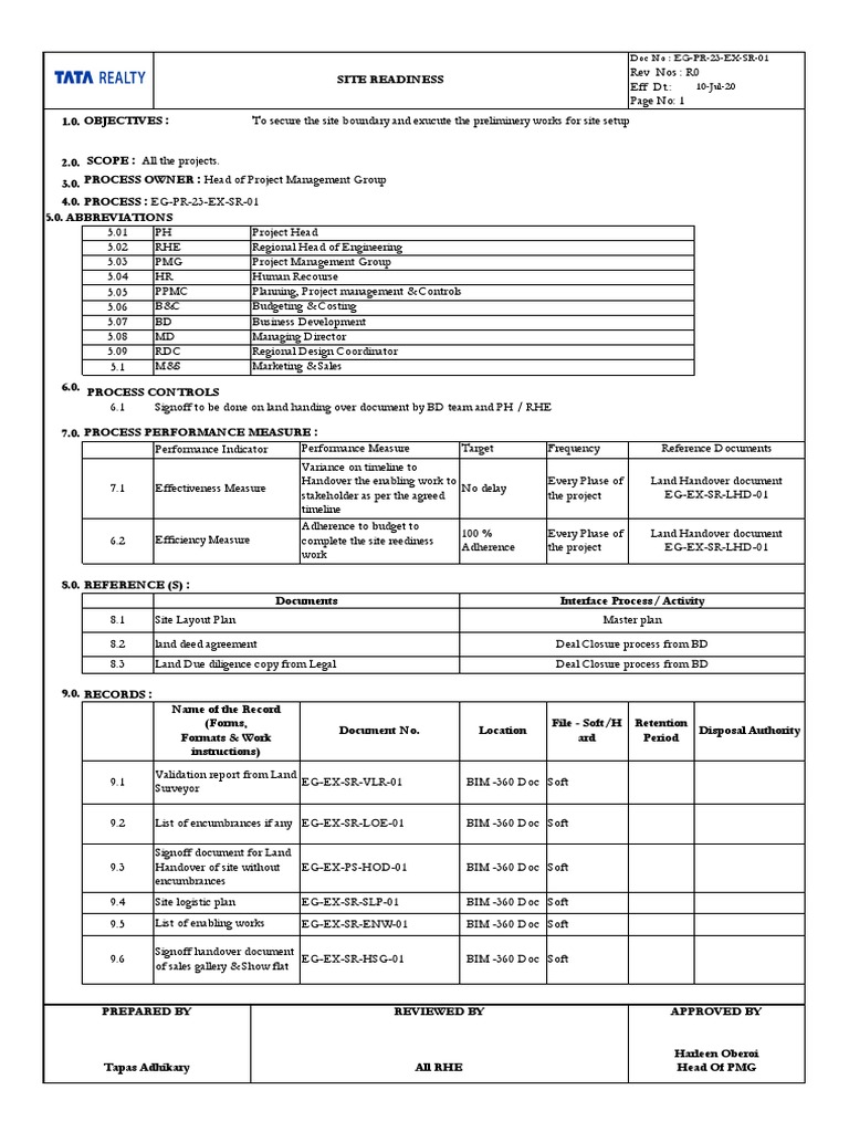 Site Readiness Process Overview | PDF | Project Management | Computing