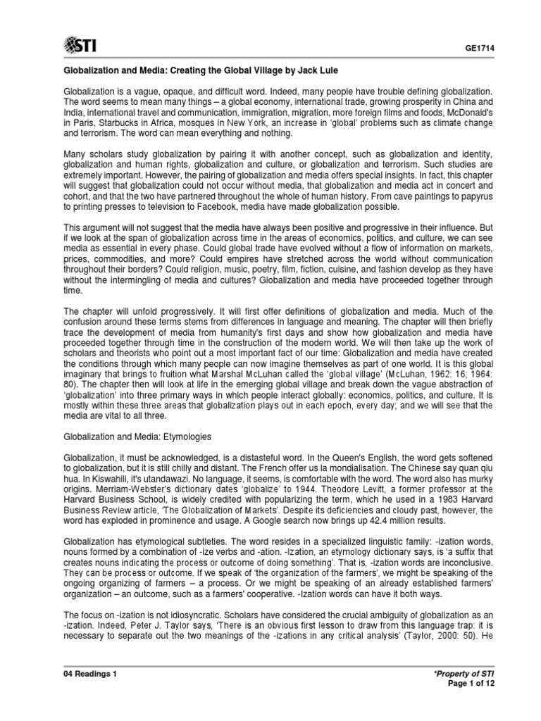 04 Readings 1 | PDF | Writing | Mass Media