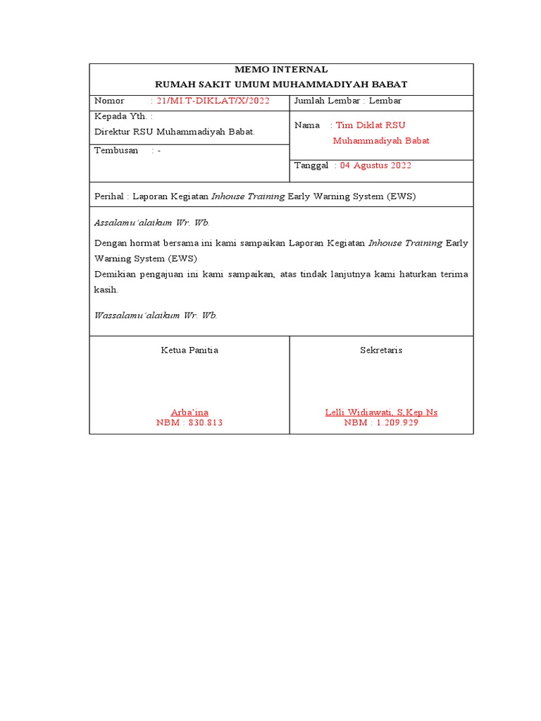 Laporan Pelatihan Ews Fix | PDF