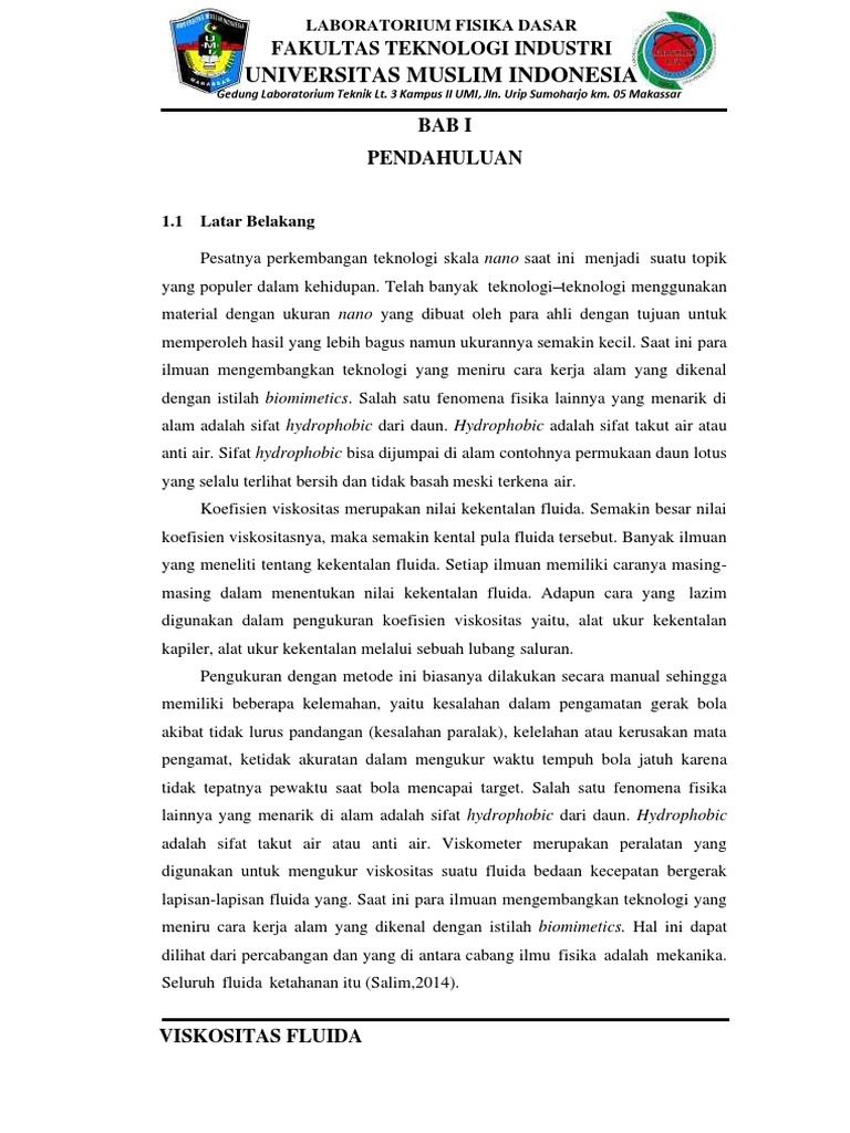 Laporan Praktikum Viskositas Fluida 3a | PDF