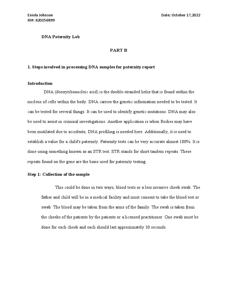Paternity Lab Test COmplete | PDF | Dna | Genetics