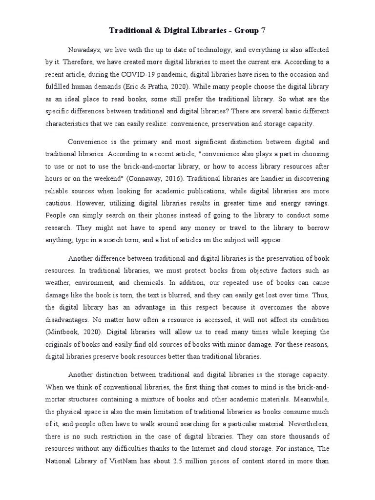 Comparing Traditional and Digital Libraries | PDF | Libraries | Digital ...