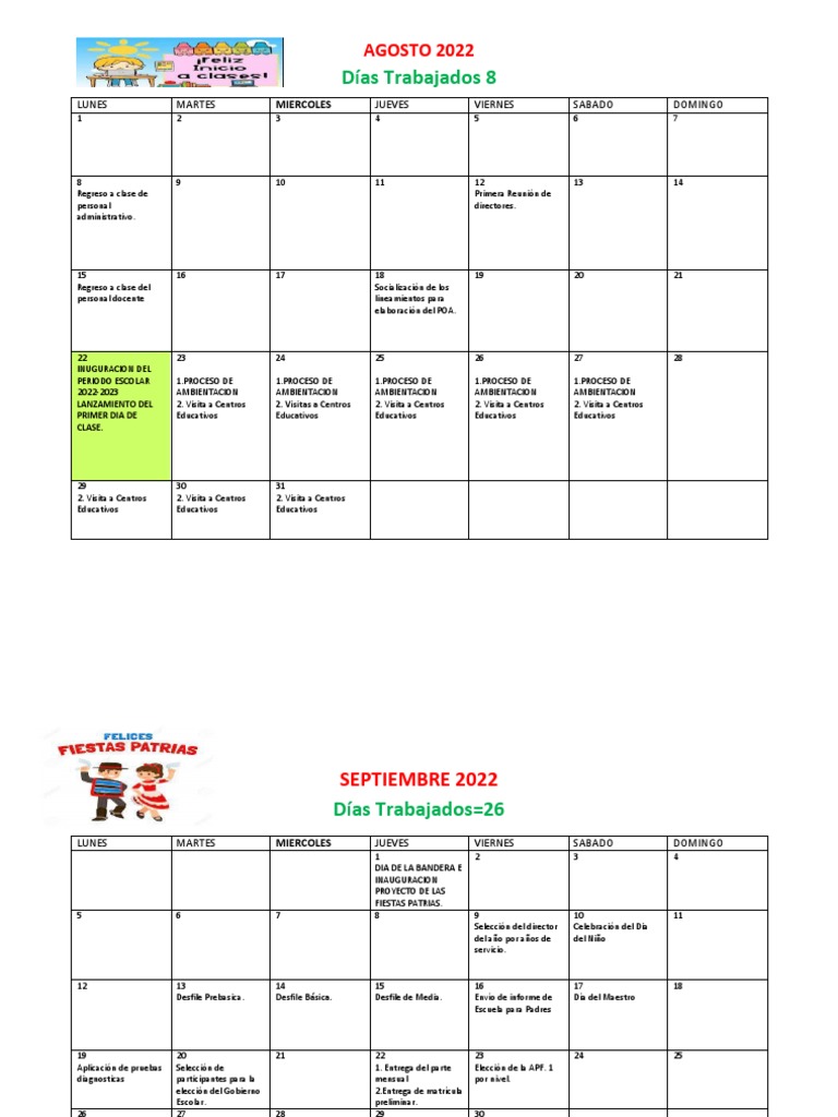 Calendario Anual 22-23 | PDF
