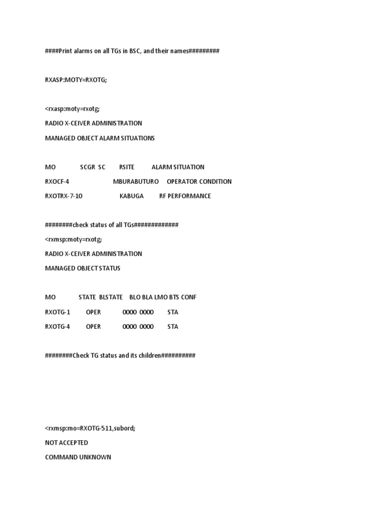Ericsson BSC Commands | PDF | Computing | Software