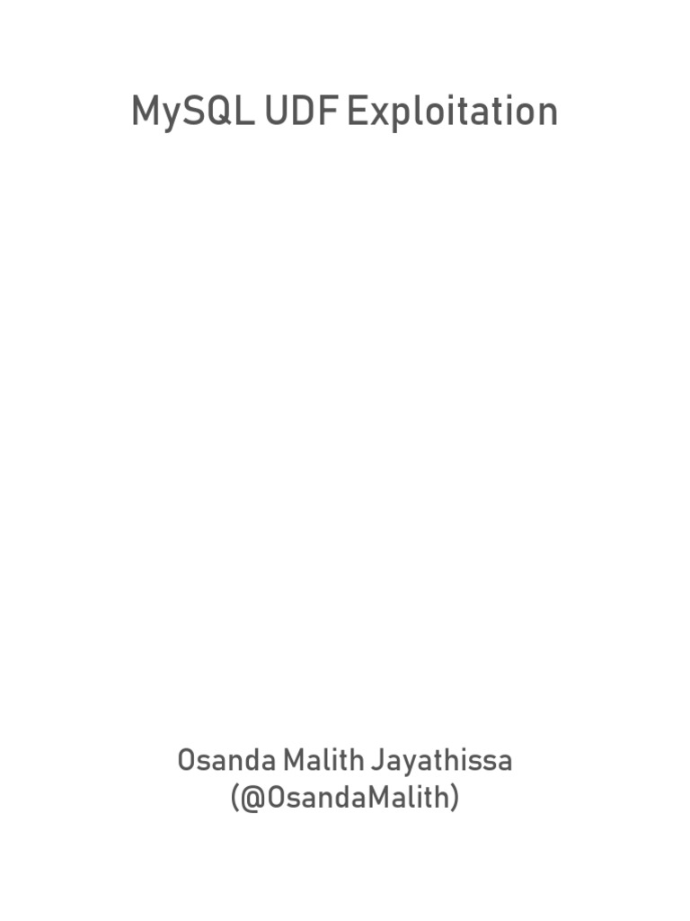 Mysql Udf Exploitation Pdf Library Computing Subroutine 9082