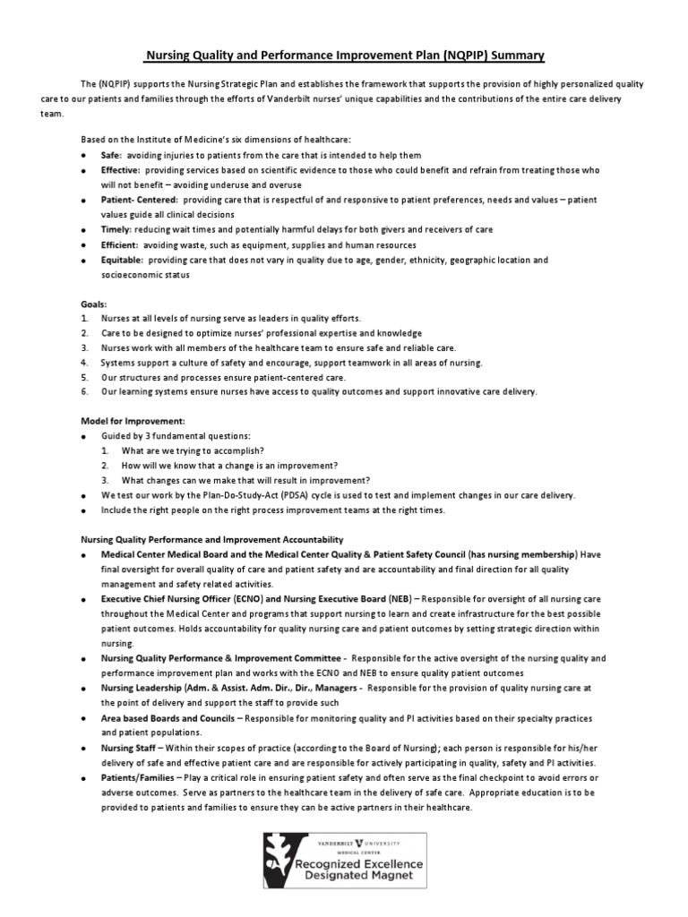 Nursing Quality Plan Template | PDF | Nursing | Patient Safety