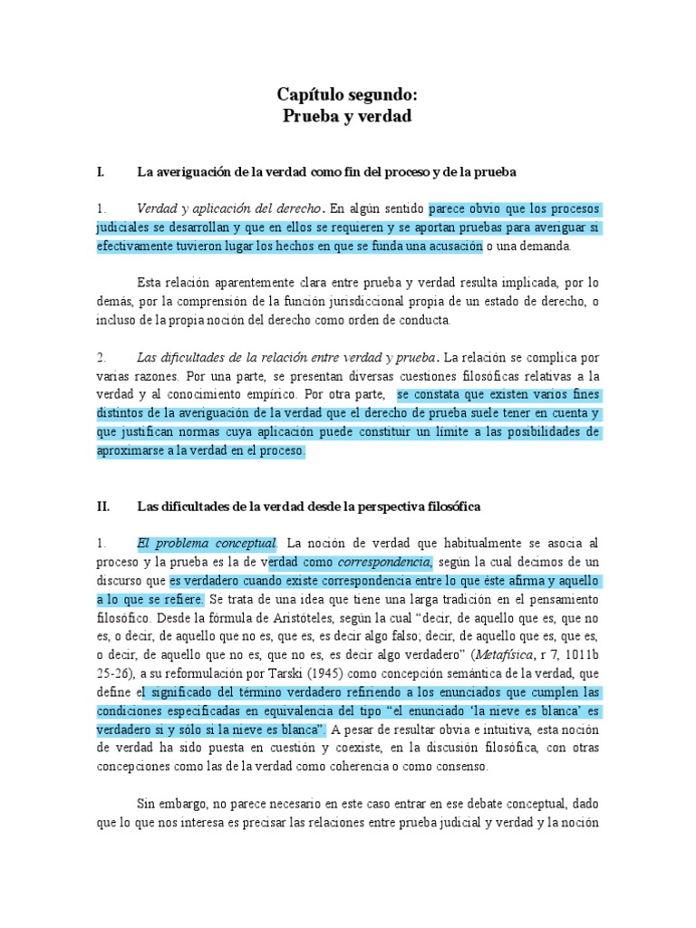 Prueba y Verdad | PDF | Verdad | Evidencia (ley)